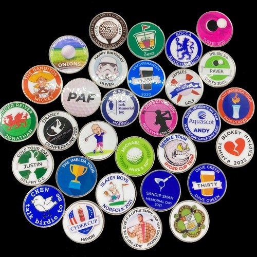 Personalised Metal Golf Ball Markers Various Quantities | Etsy UK