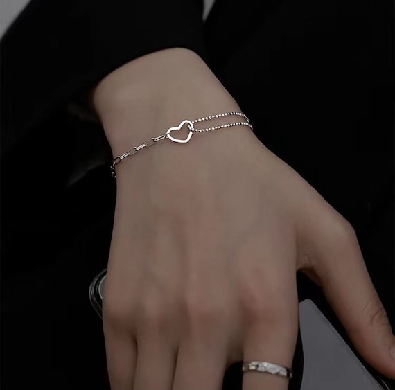 NEW 925 Silver Simple Heart Bracelet - munimoro.gob.pe