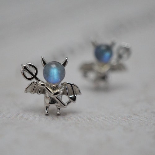 Sterling Silver Devil Head Stud Earrings - Etsy