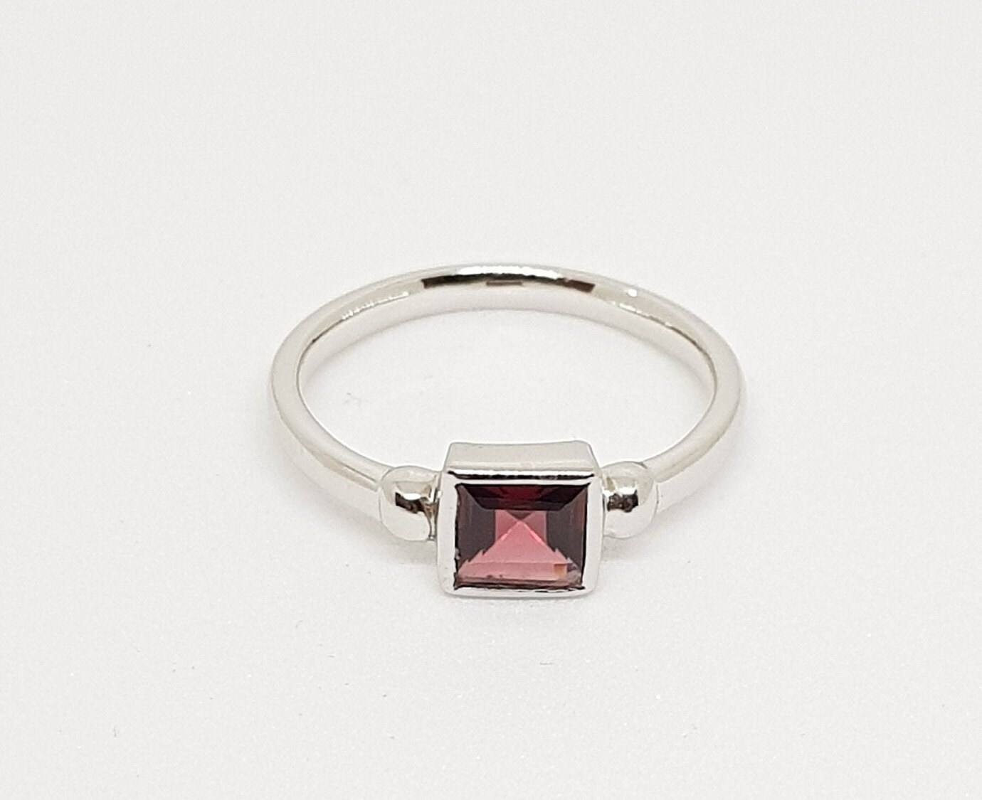 Garnet 925 Silver Ring ' Princess Cut Garnet Ring' Beautiful Garnet ...