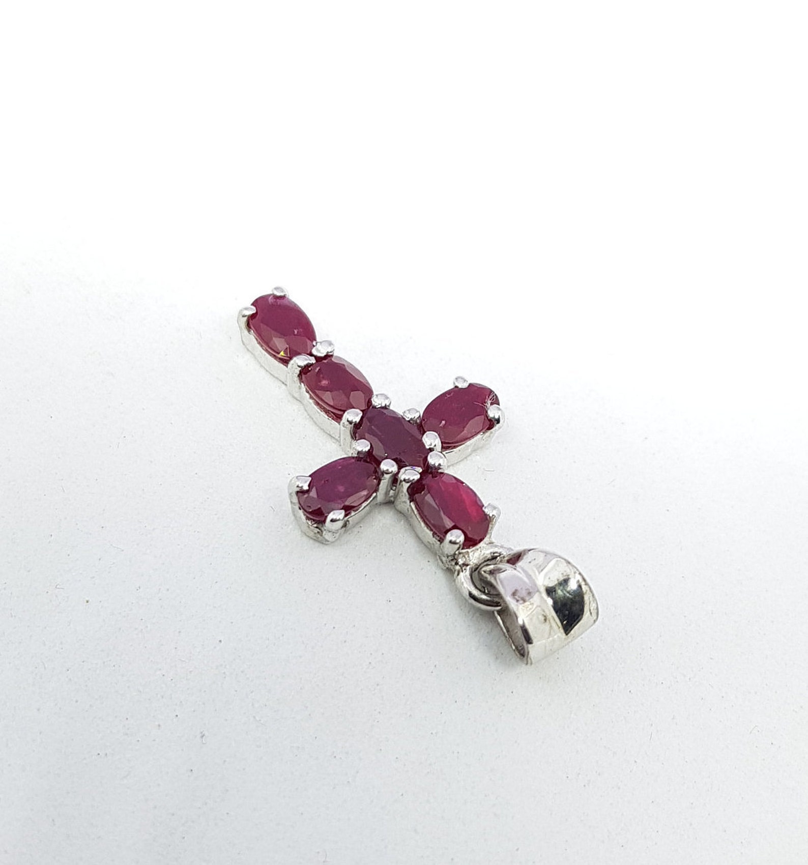 Ruby Cross 925 Silver Pendant' Beautiful Cross Pendant' Christmas Gift ...