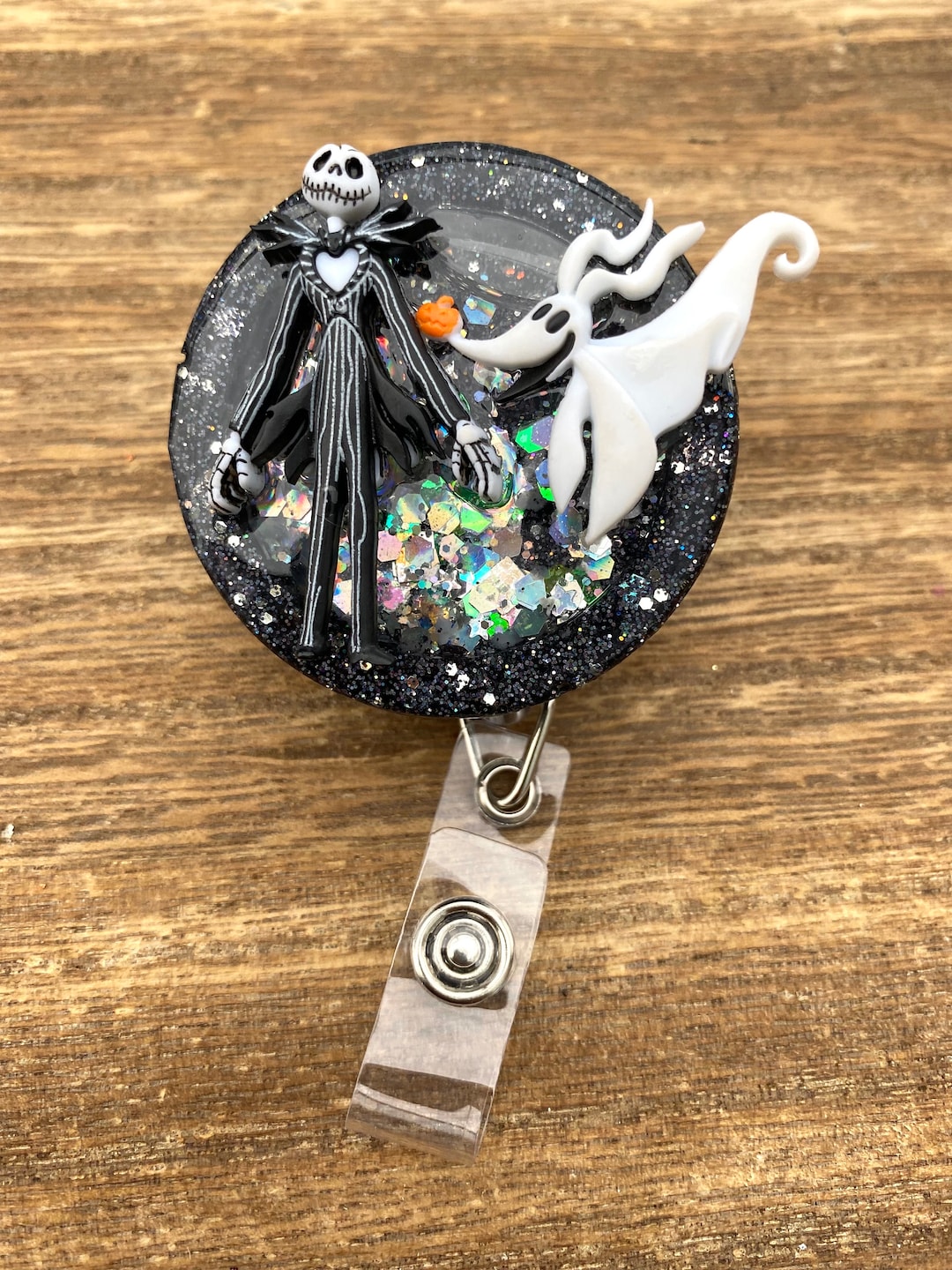Jack and Sally Badge Reel Shaker / Ready to Ship - Etsy