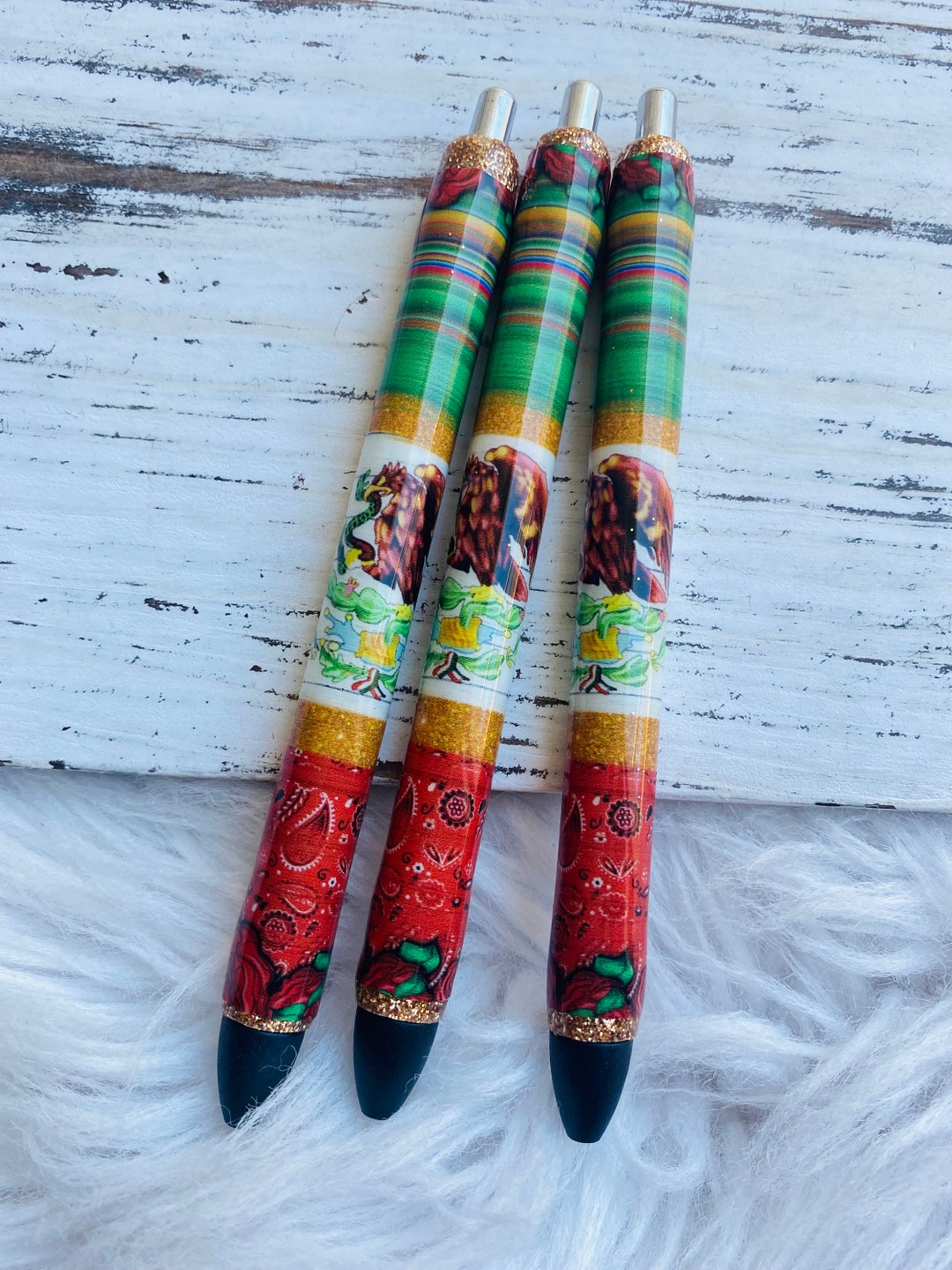 Mexico Flag Glitter Pen Ready to Ship - Etsy