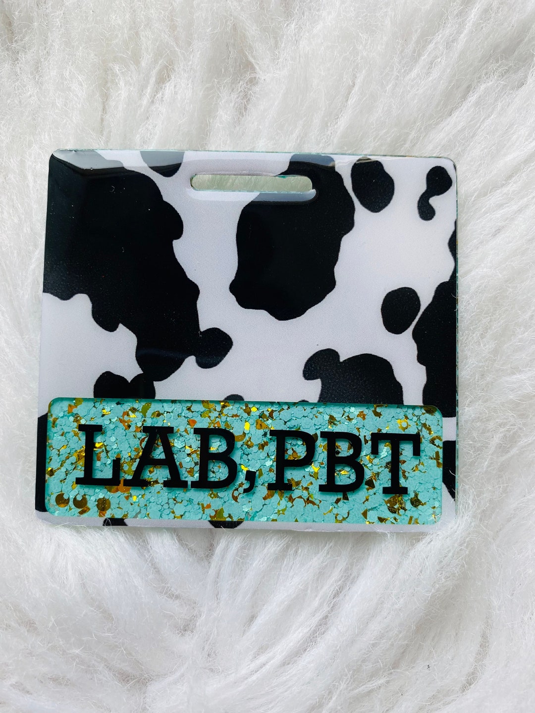 Cow Print Badge Buddy - Etsy