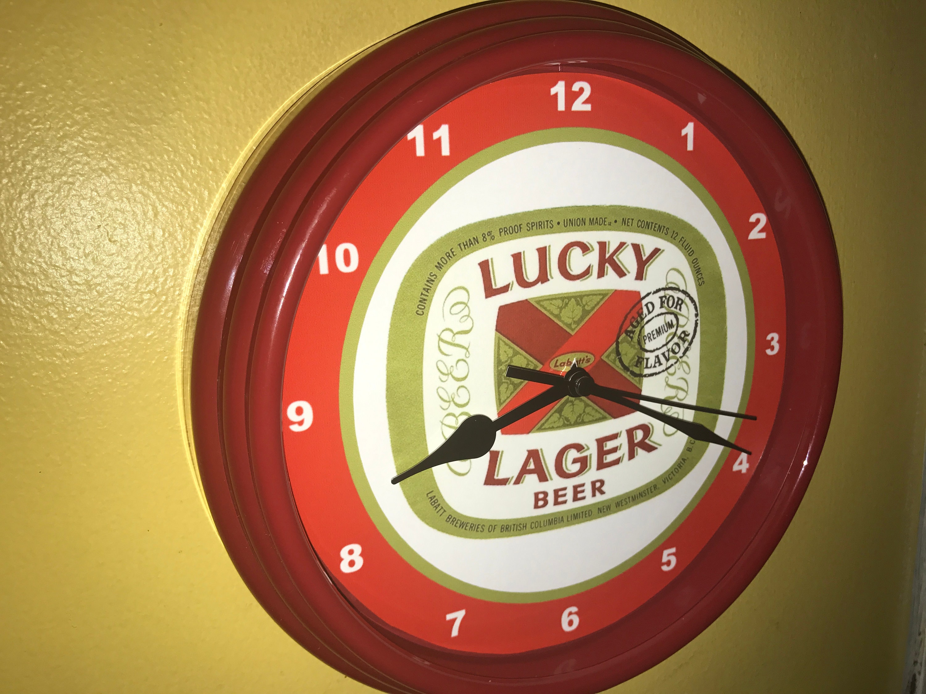 Lucky Lager Beer Bar Advertising Red Wall Clock Sign - Etsy