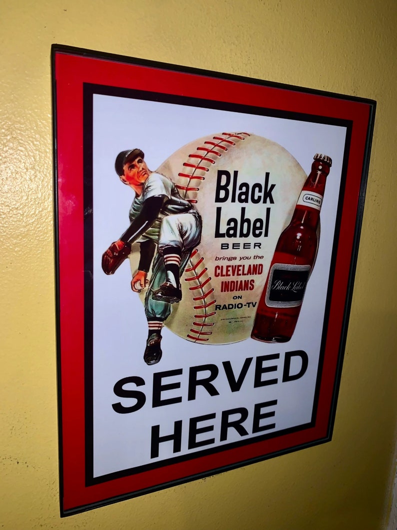 Cleveland Guardians Baseball Throwback Black Label Beer Bar Man Cave ...