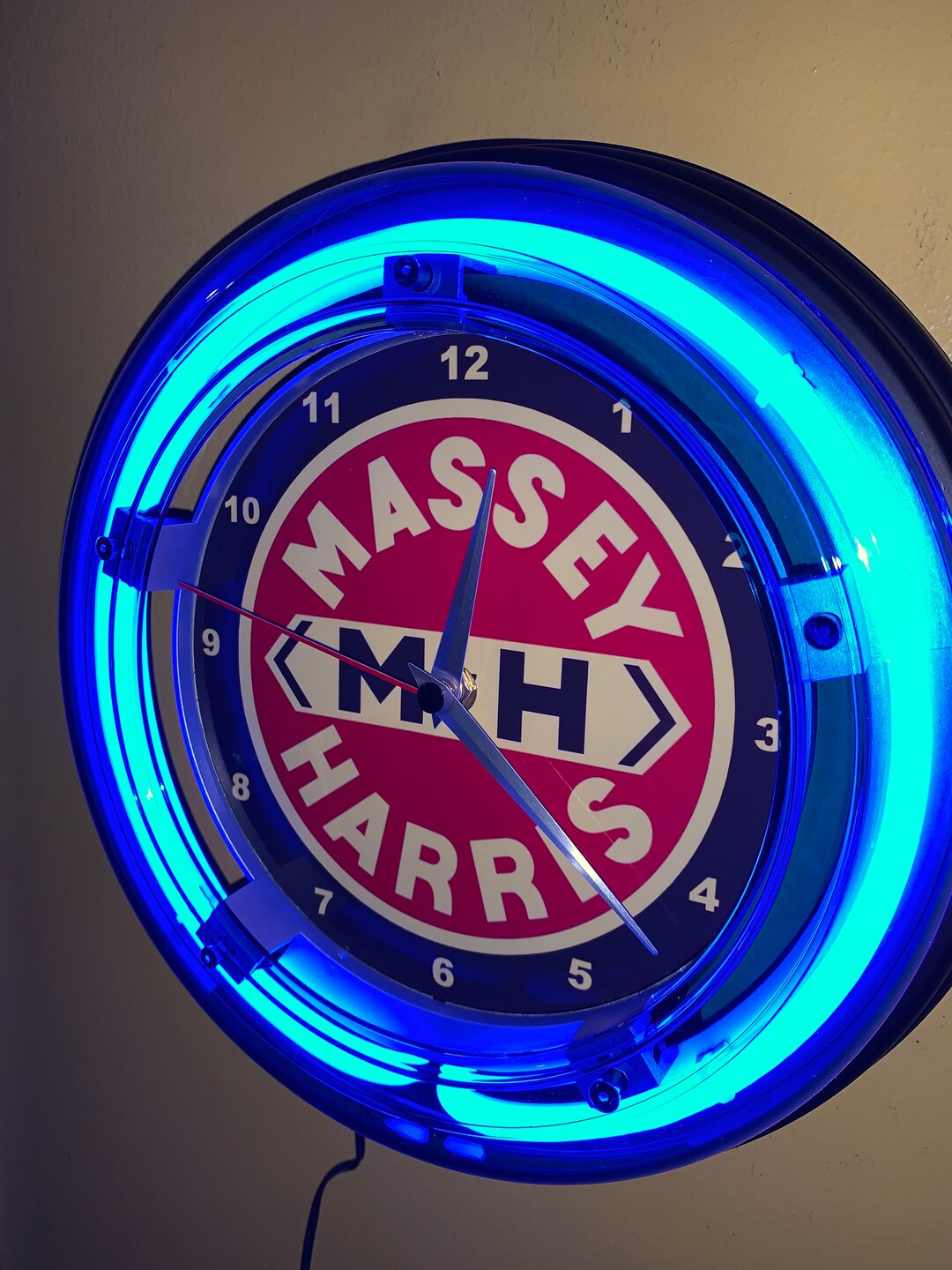 Massey Harris Tractor Farm Barn Garage Man Cave Advertising Blue Neon ...