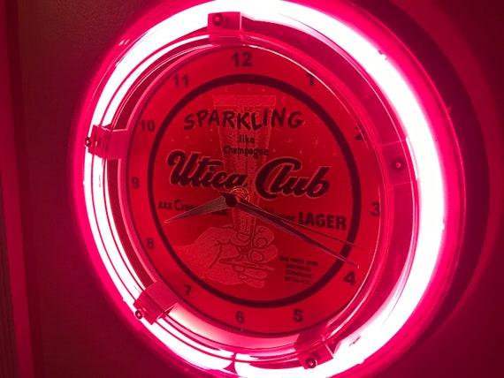 Utica Club Beer Bar Advertising Man Cave Neon Wall Clock | Etsy