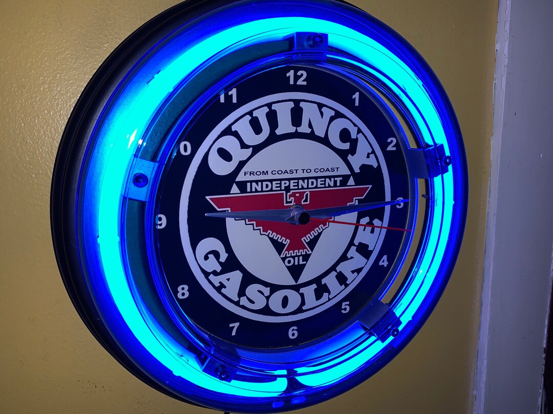 Quincy Oil Gas Service Station Garage Bar Advertising Man Cave Blue ...