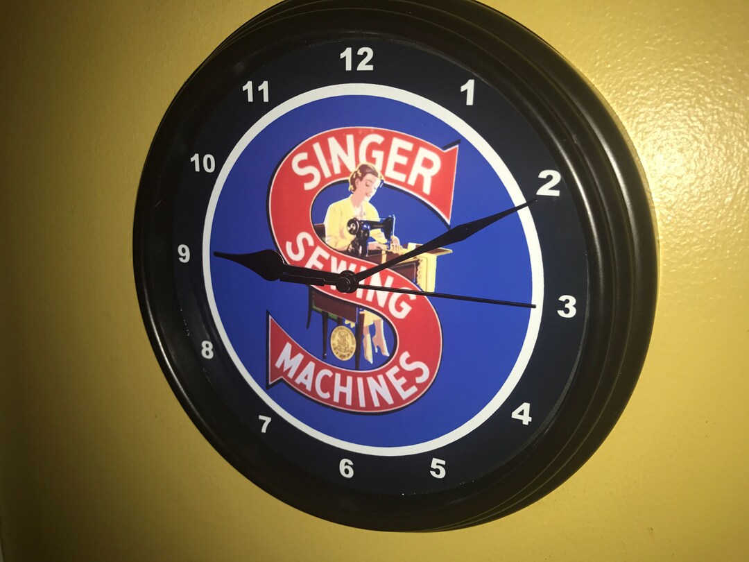 Singer Sewing Machine Seamstress Sewing Room Bar Advertising Wall Clock ...
