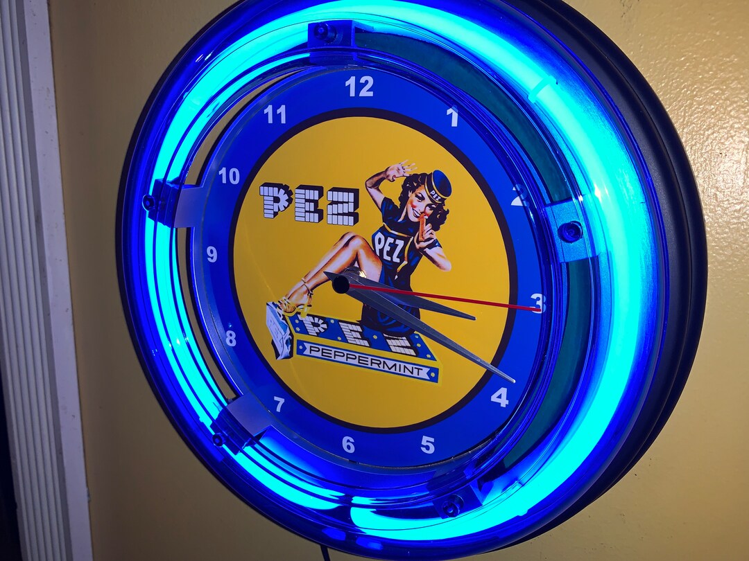 PEZ Candy Pin up Girl Store Bar Advertising Man Cave Blue Neon Wall ...