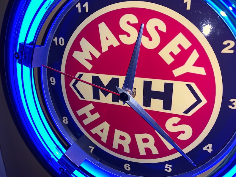 Massey Harris Tractor Farm Barn Garage Man Cave Advertising Blue Neon ...