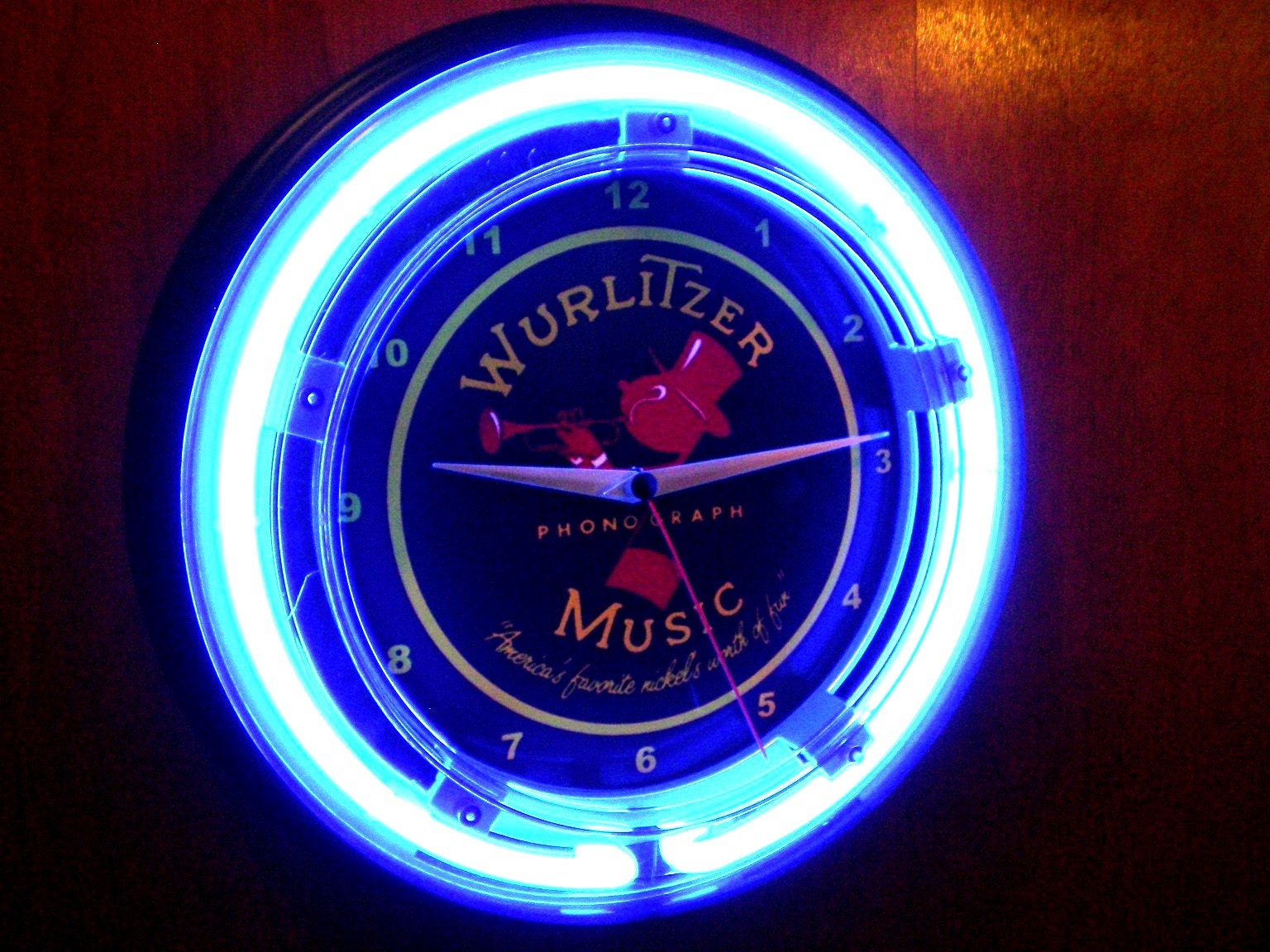 Wurlitzer Jukebox Arcade Phonograph Bar Advertising Man Cave Blue Neon ...