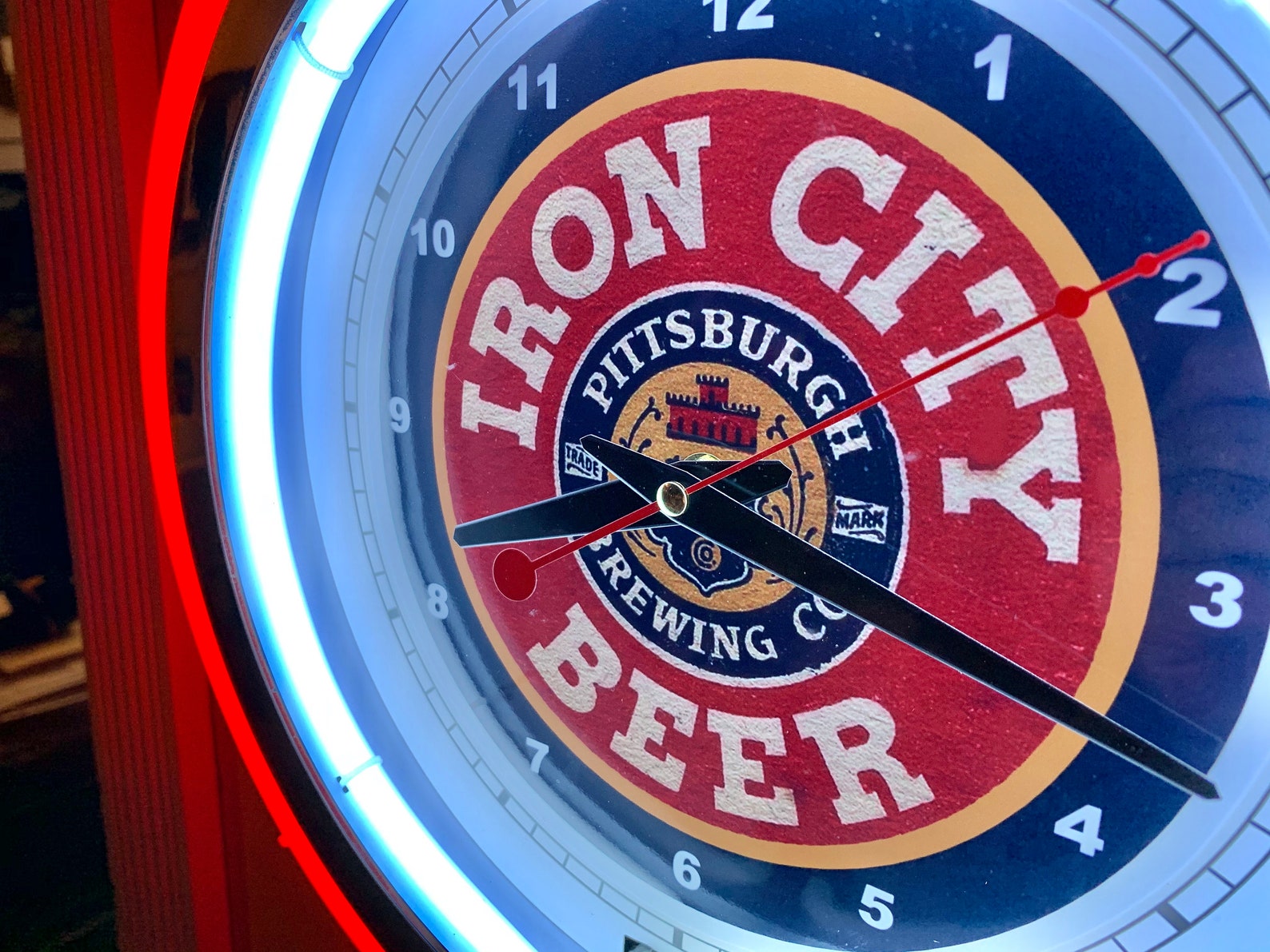 Iron City Beer Bar Advertising Man Cave RED Neon Wall Clock | Etsy