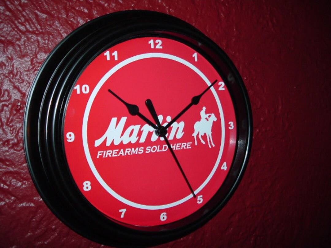 Marlin Logo Firearms Rifle Shotgun Store Bar Advertising Wall Clock ...