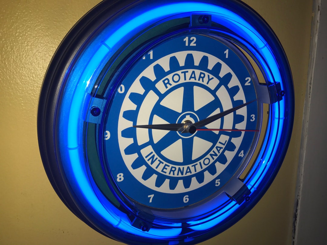 Rotary Club Business Office Advertising Blue Neon Wall Clock Sign - Etsy