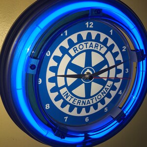 Rotary Club Business Office Advertising Blue Neon Wall Clock Sign - Etsy
