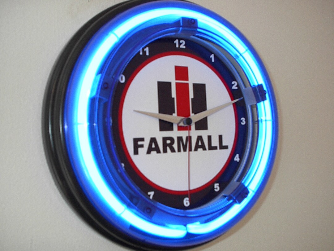 IH Farmall Farm Tractor Barn Garage Bar Advertising Man Cave Blue Neon ...