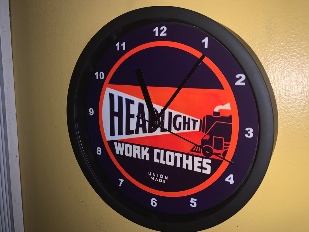 Headlight Train Work Clothing Store Man Cave Advertising Wall Clock ...