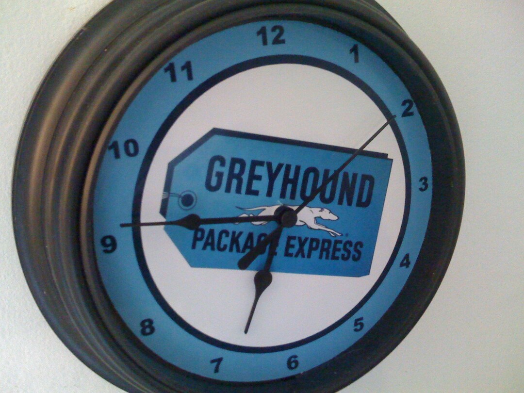 Greyhound Package Express Bus Station Driver Bar Advertising Wall Clock ...