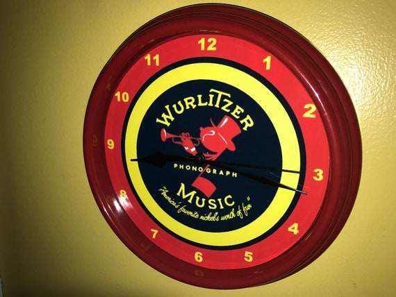 Wurlitzer Jukebox Arcade Man Cave Advertising Red Wall Clock | Etsy