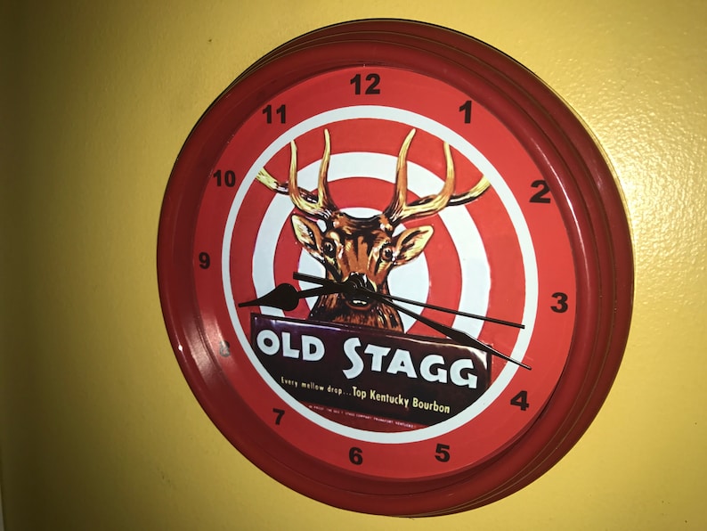 Old Stagg Whiskey Bourbon Beer Bar Advertising Red Wall Clock Sign - Etsy