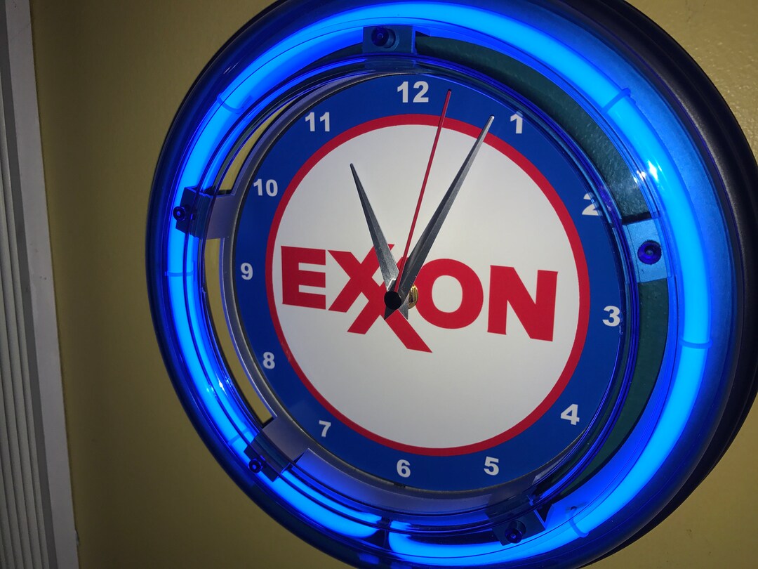 Exxon Logo Oil Gas Service Station Garage Bar Advertising Man Cave Blue ...