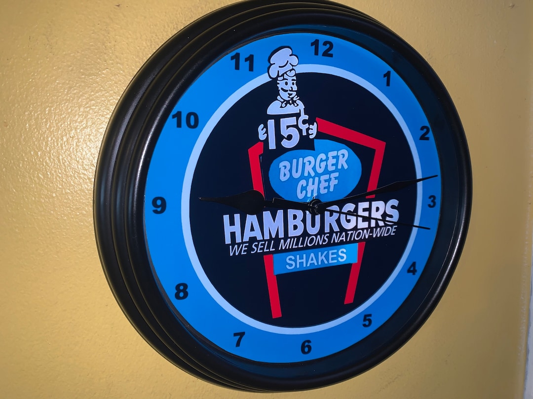 Burger Chef Hamburger Diner Restaurant Kitchen Advertising Wall Clock ...