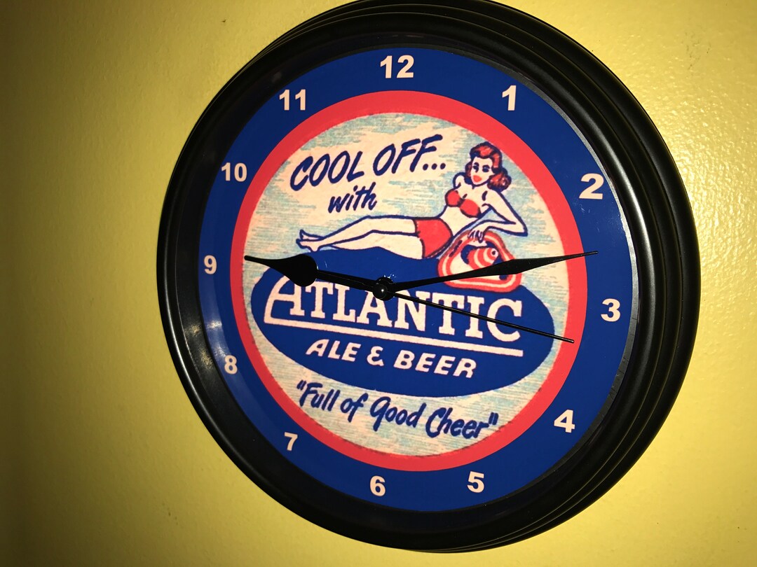 Atlantic Ale Pin up Girl Beer Bar Advertising Wall Clock Sign - Etsy