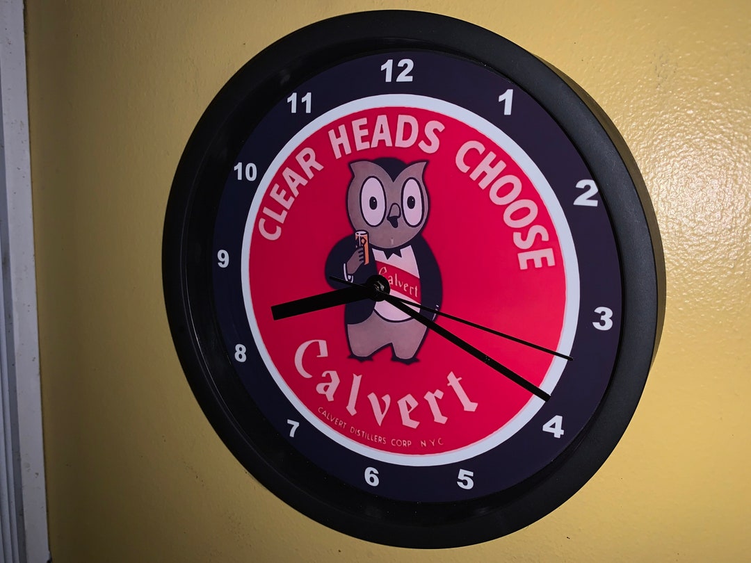 Calvert Whiskey Owl Logo Beer Bar Advertising Wall Clock Sign - Etsy