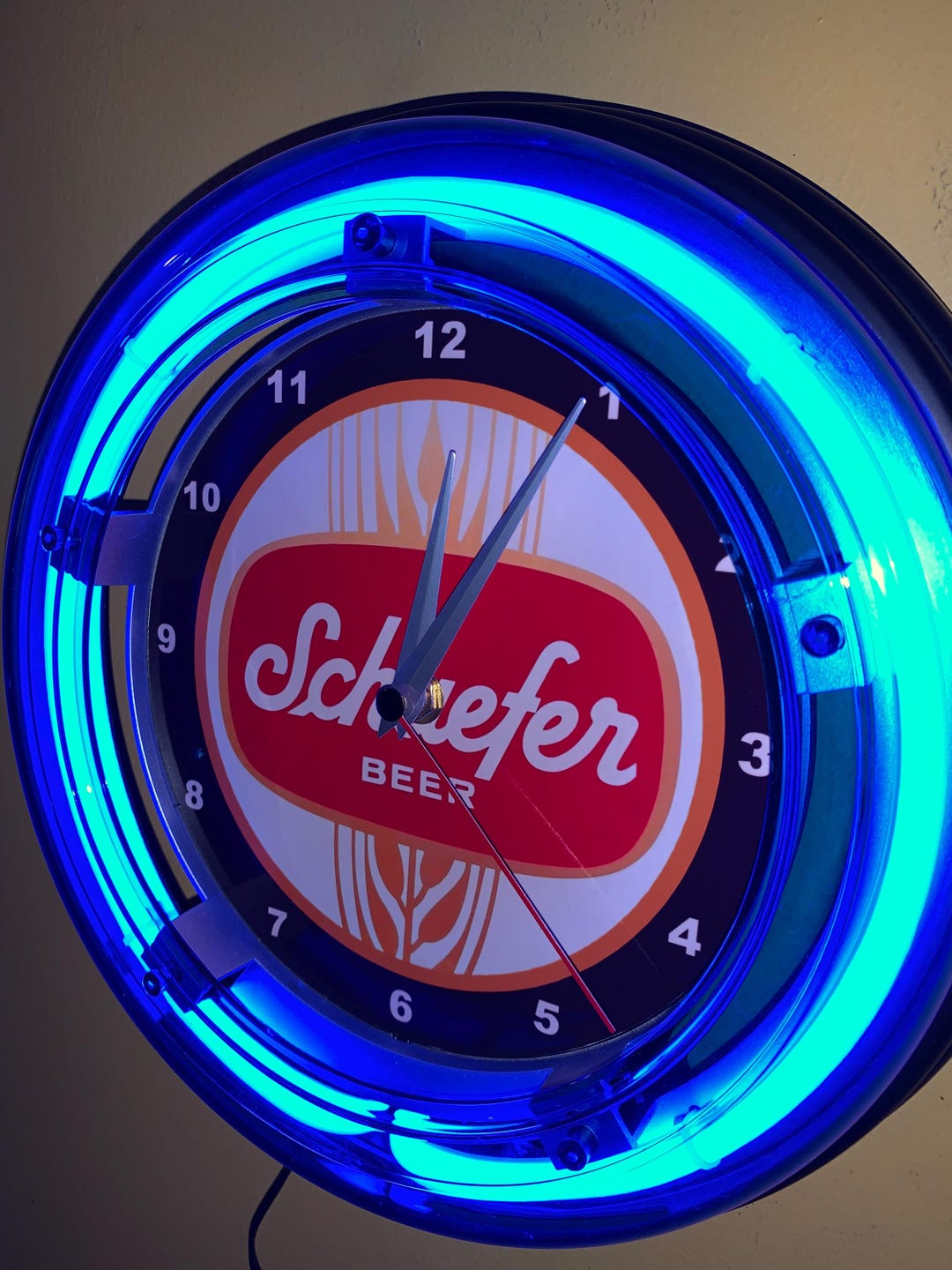 Schaefer Beer Bar Advertising Man Cave Blue Neon Wall Clock Sign - Etsy