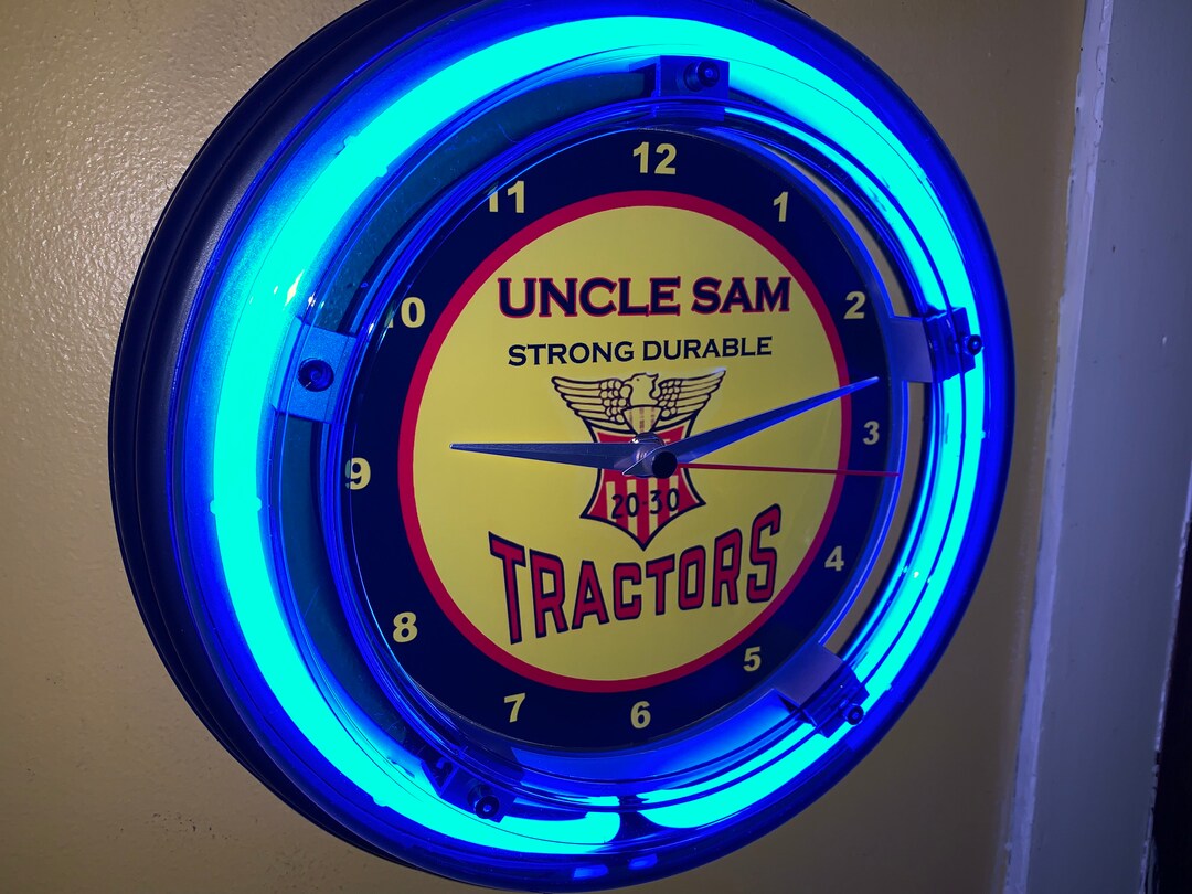 Uncle Sam Farm Tractor Barn Garage Bar Advertising Man Cave Blue Neon ...