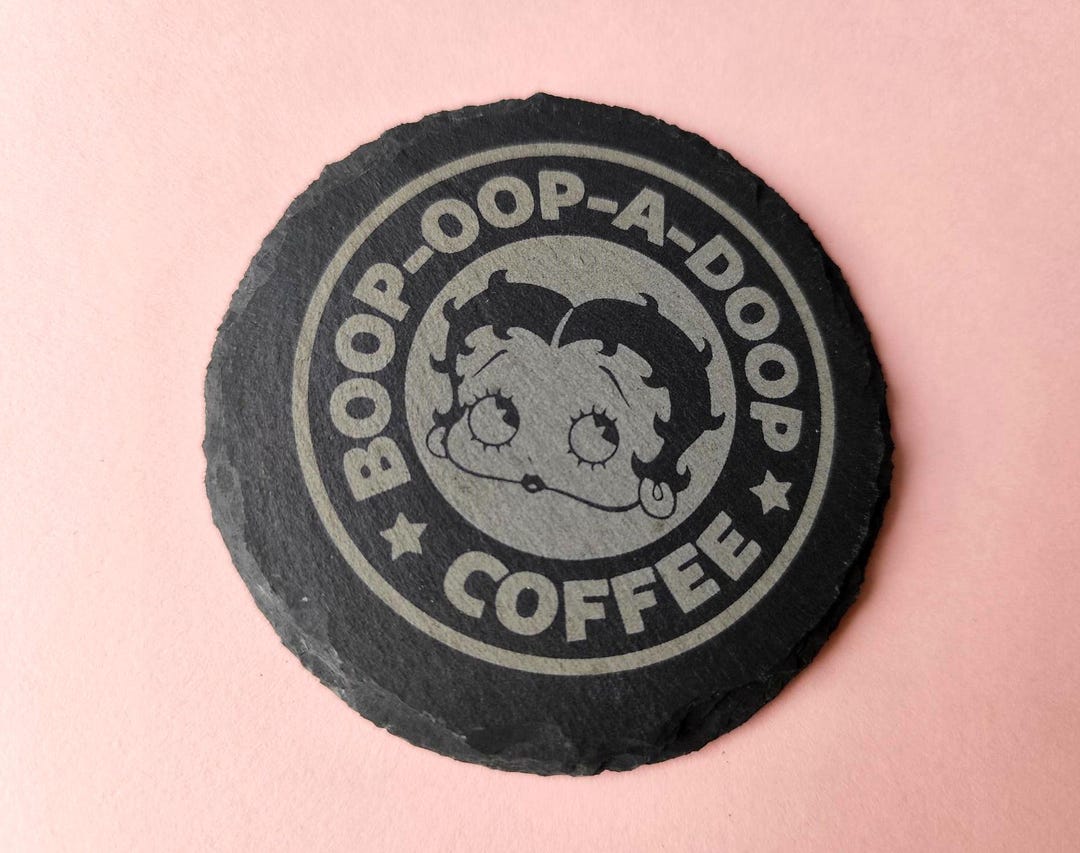 Betty Boop Inspired Round Slate Coaster Engraved Gift Present Coffee ...