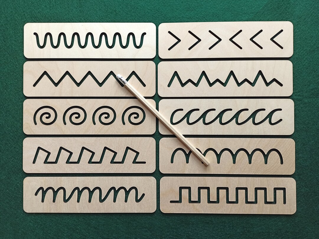 10 Piece Wooden Writing Stencil Set, Handwriting Patterns Homeschool ...