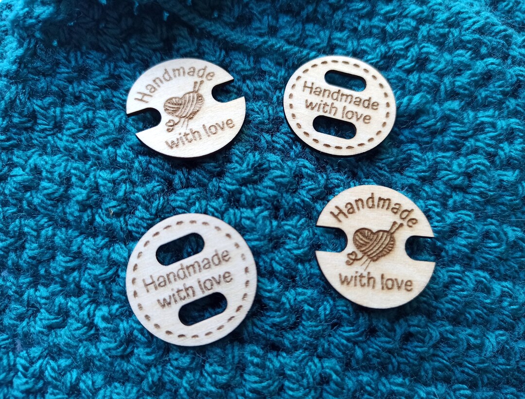 25mm Wooden Pom Pom Keepers, Button, Holders Engraved 'handmade With ...
