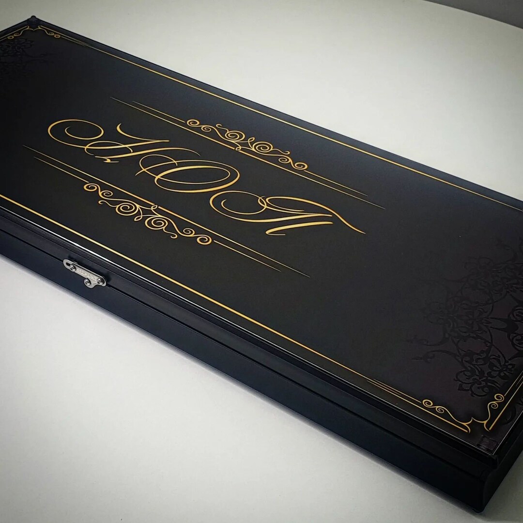 Black Gold Backgammon Set. Custom Glass Backgammon Board. Personalized ...