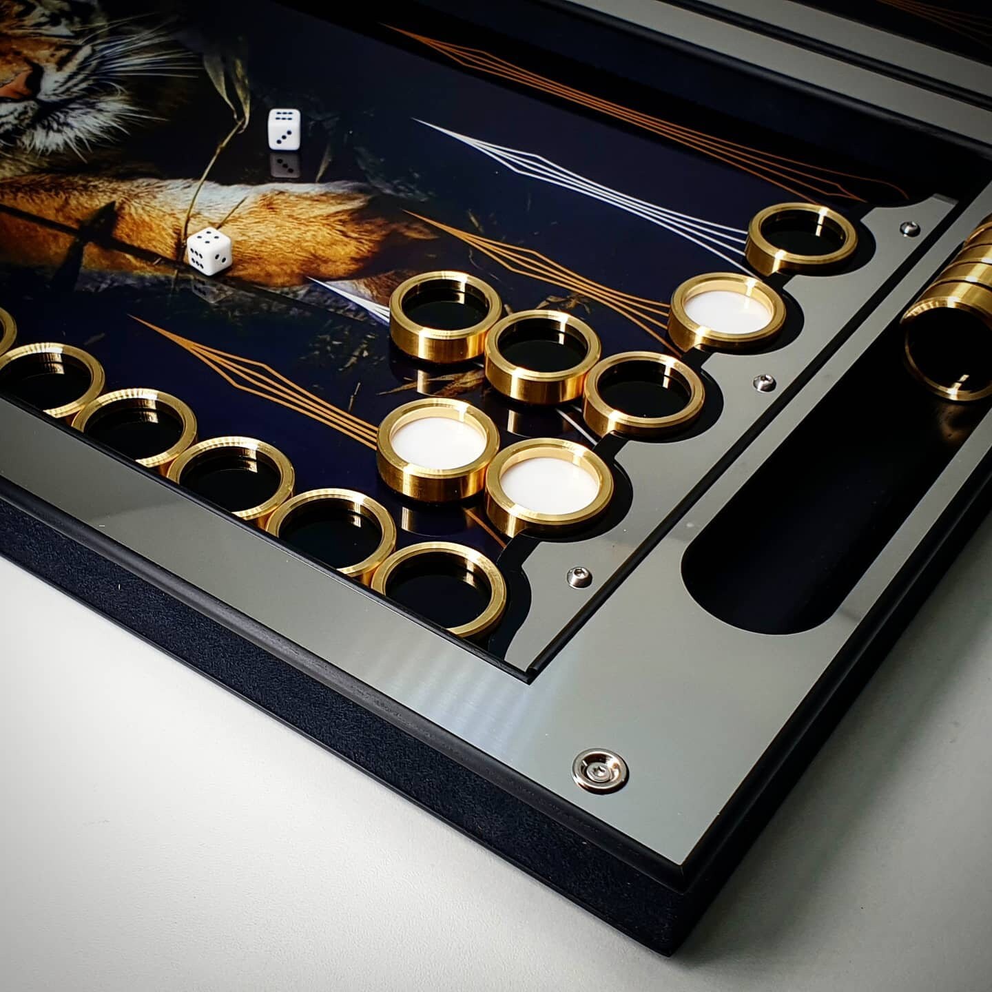 Metal Backgammon Set. Personalized Board and Chips. Unique Large ...