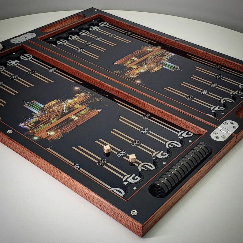 Personalized Backgammon Set. Custom Board and Pieces. Unique Board. Any Text or Image on Board ...