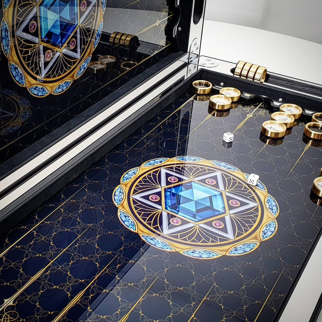 Metal Backgammon Set. Personalized Board and Chips. Unique Large ...