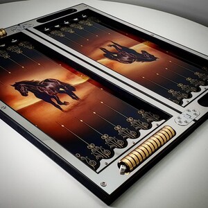 Metal Backgammon Set. Personalized Board and Chips. Unique Large Backgammon. Custom Design ...