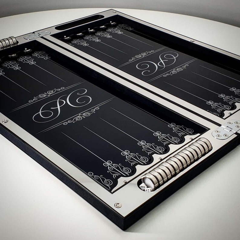 Metal Backgammon Set. Personalized Board and Chips. Unique Large ...
