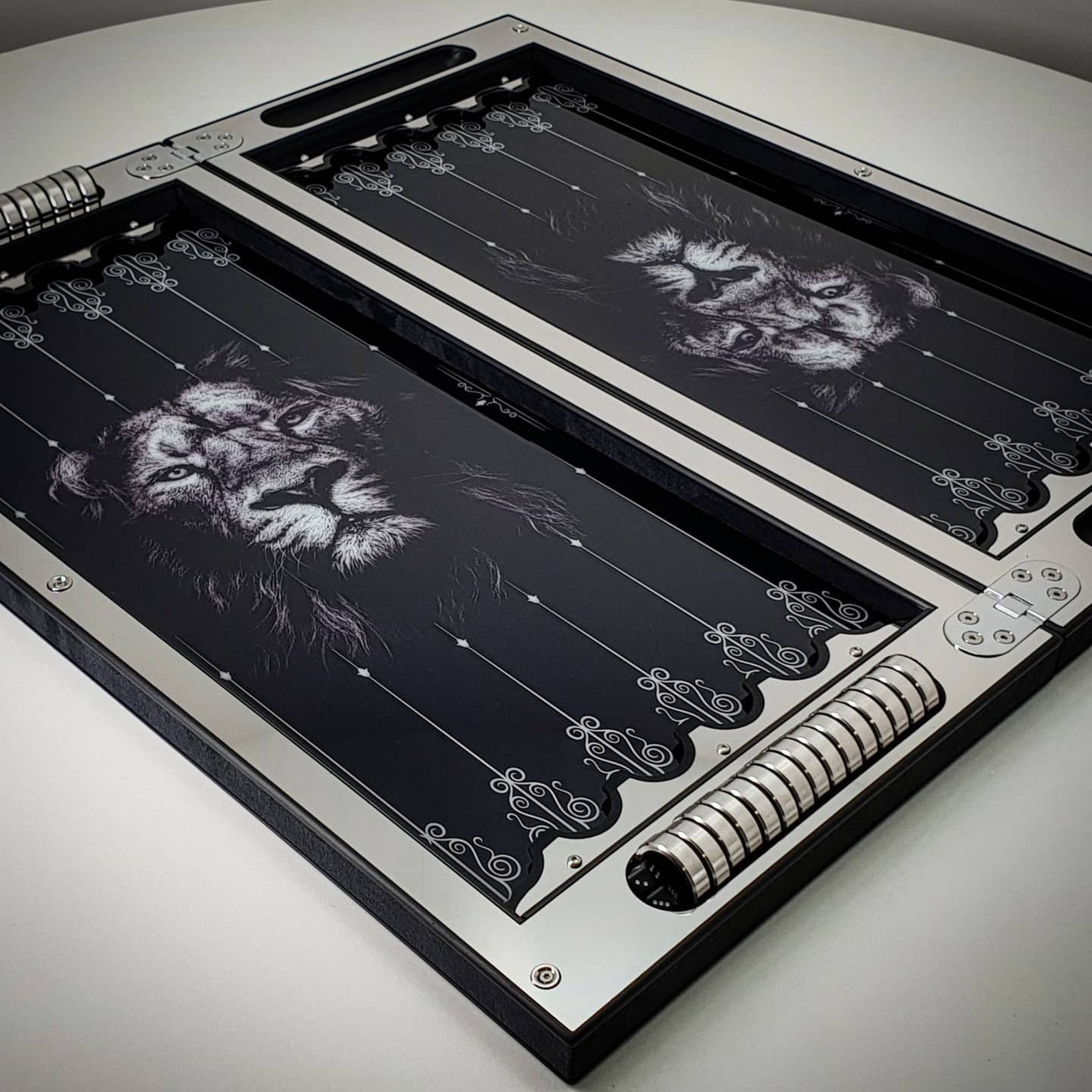 Metal Backgammon Set. Personalized Board and Chips. Unique Large ...