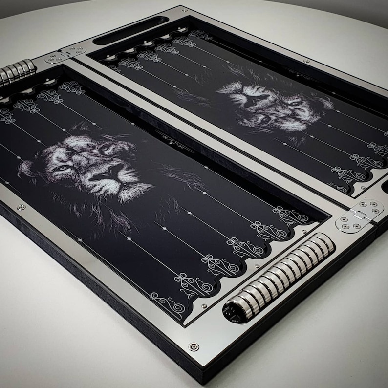 Metal Backgammon Set. Personalized Board and Chips. Unique Large ...