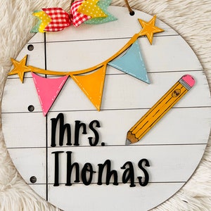 Teacher Door Hanger Door Sign Front Door Sign Personalized - Etsy