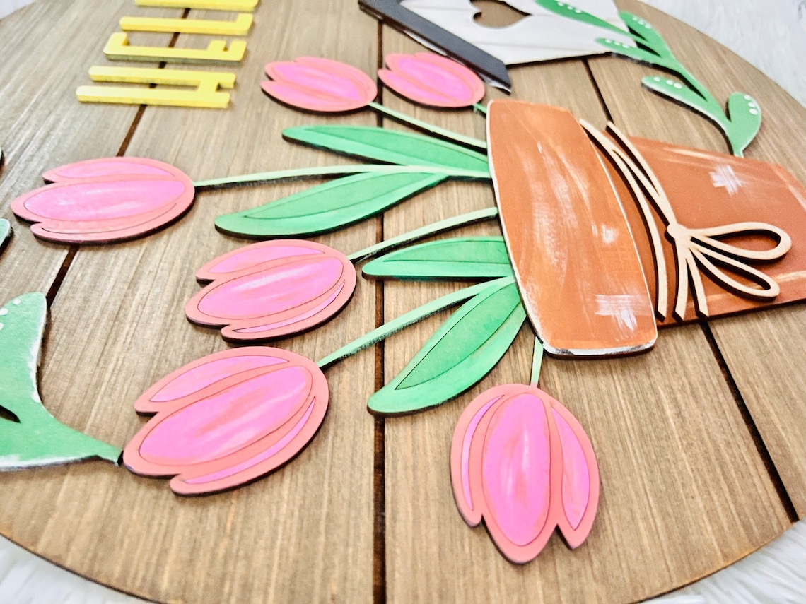 Spring Door Hanger Summer Door Hanger Tulip Door Hanger - Etsy