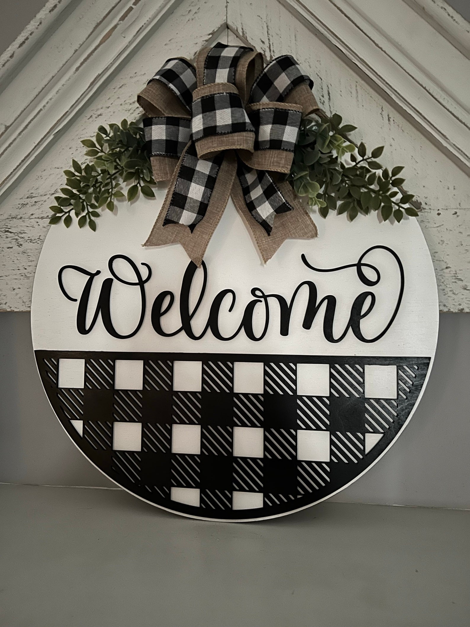 Buffalo Plaid, Welcome Door Hanger, New Homeowner Sign, Buffalo Plaid ...