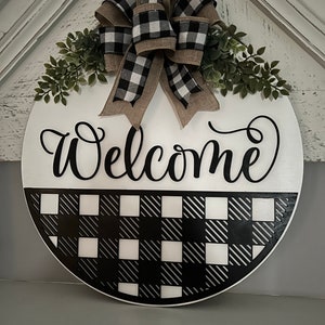 Buffalo Plaid, Welcome Door Hanger, New Homeowner Sign, Buffalo Plaid ...