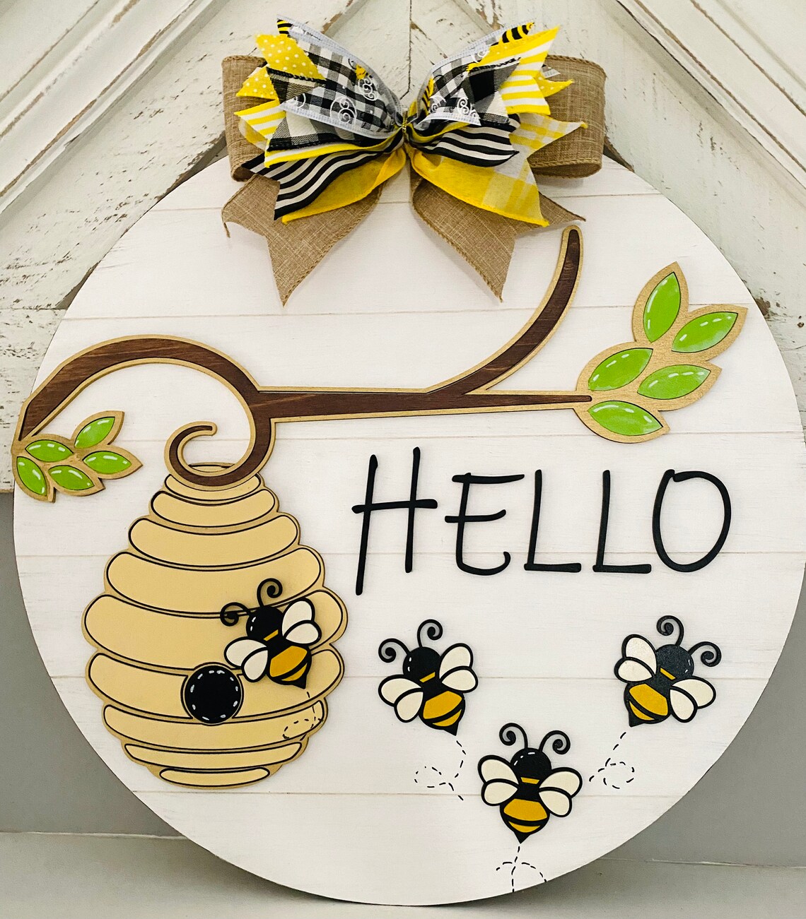 Adorable Bumble Bee Hello Door Wreath - Etsy