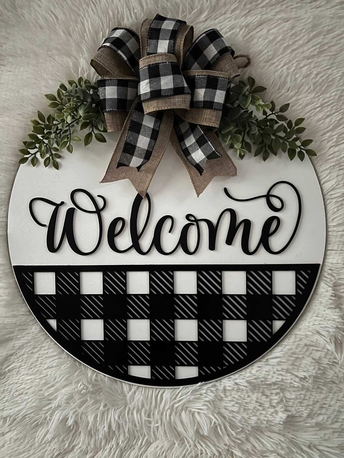 Buffalo Plaid Welcome Door Hanger New Homeowner Sign - Etsy