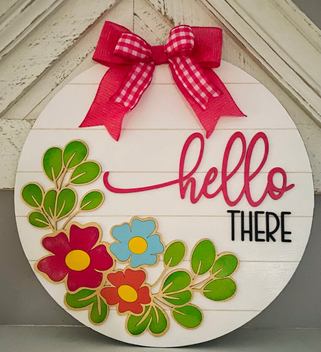 Hello There Floral Door Hanger, Hello Front Door Sign, Front Door Sign ...
